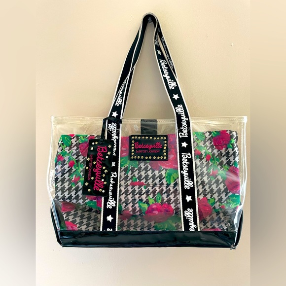 Betsey Johnson | Bags | Betseyville Clear Satchel In Floral Pink Vinyl Bag | Poshmark